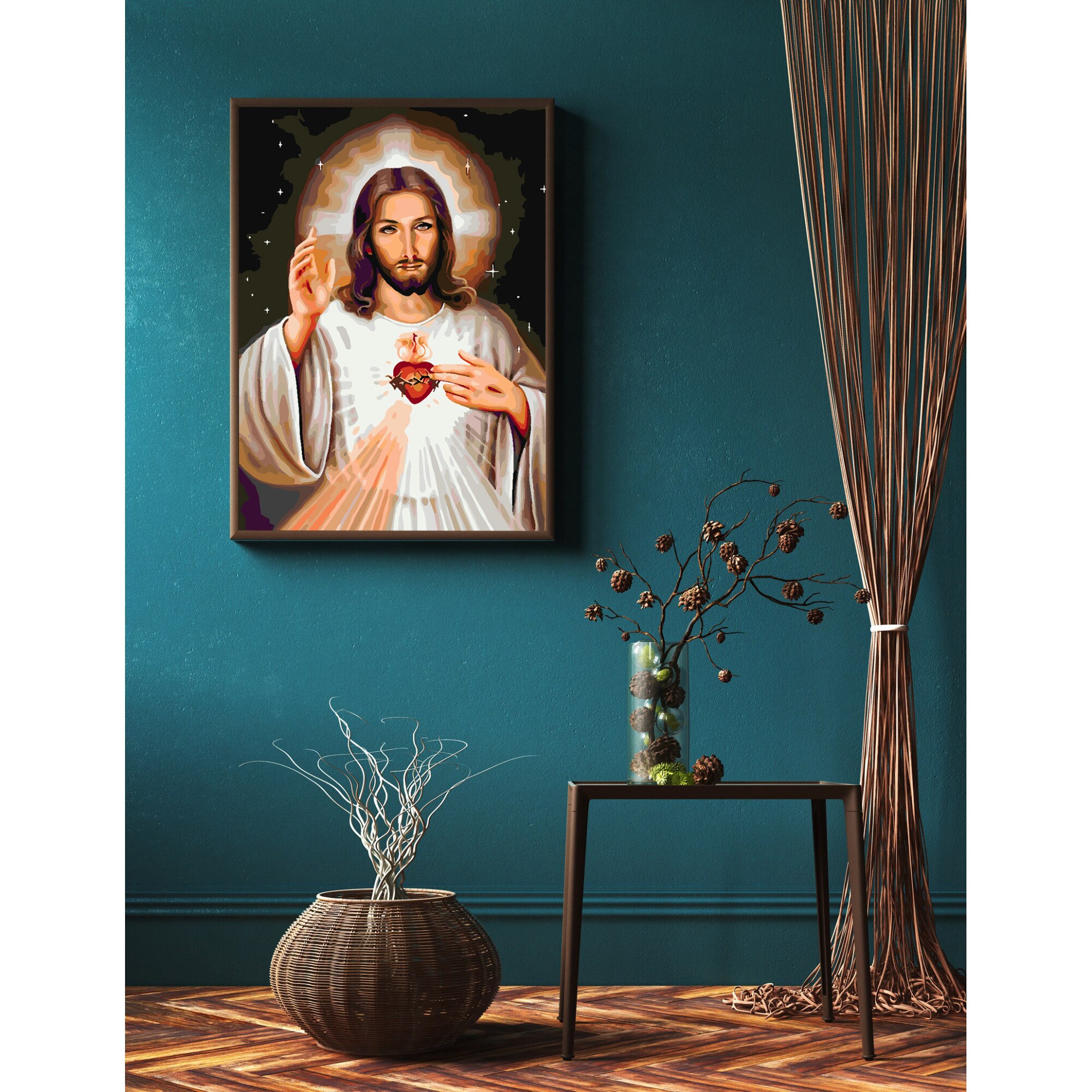 Set pictura pe numere Isus Hristos 4185, panza bumbac pe rama lemn ...
