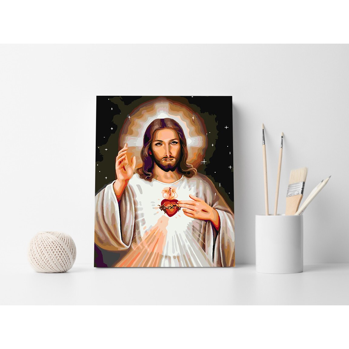 Set pictura pe numere Isus Hristos 4185, panza bumbac pe rama lemn ...