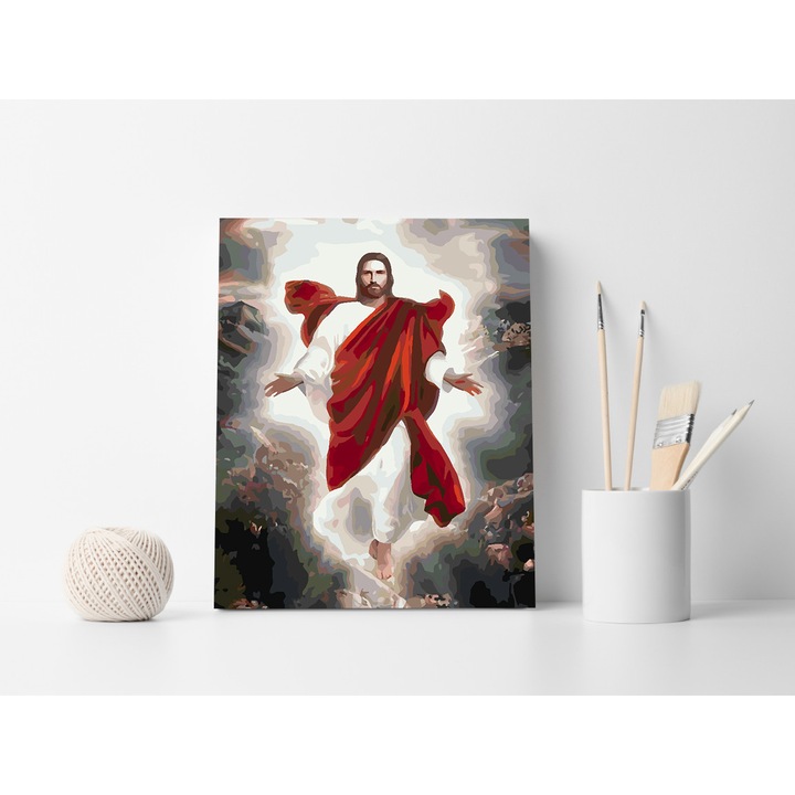 Set pictura pe numere Isus Hristos 4188, panza bumbac pe rama lemn ...
