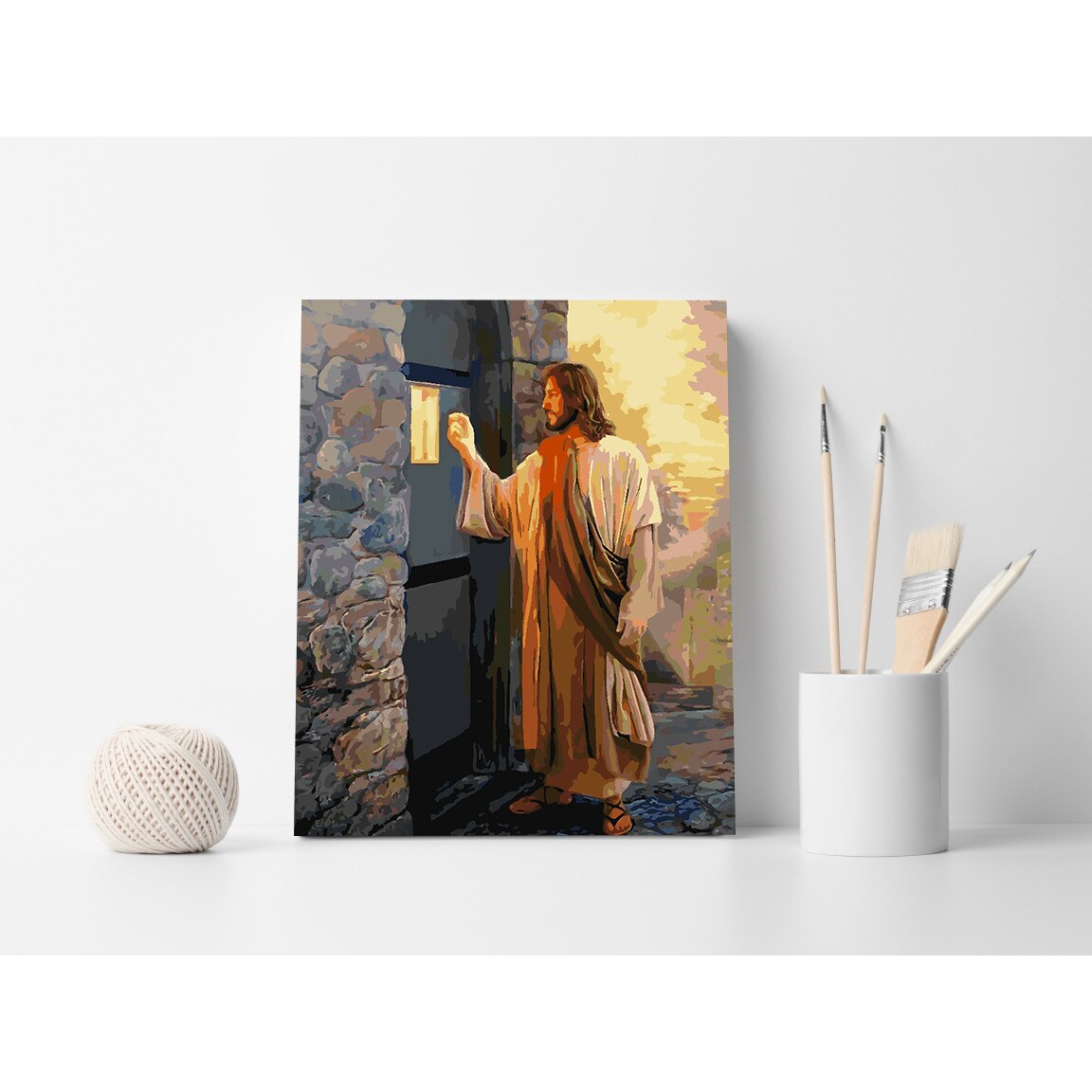 Set pictura pe numere Isus Hristos 4192, panza bumbac pe rama lemn ...