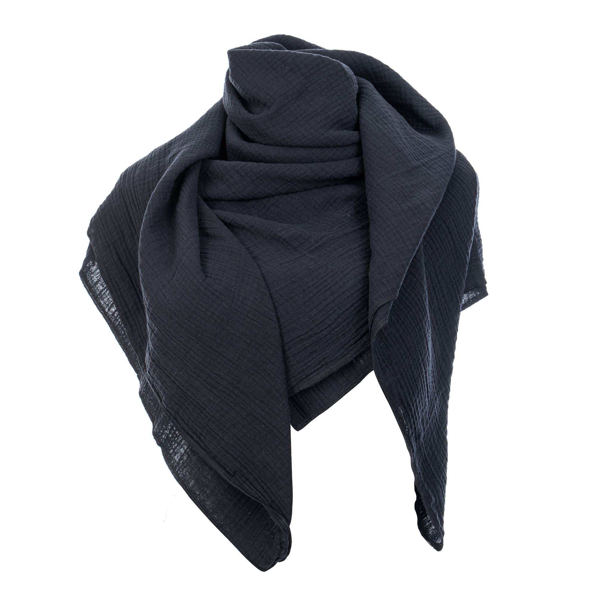 Esarfa tip sal, JENUOS®, din material subtire cu casmir, Negru, 200x200 ...