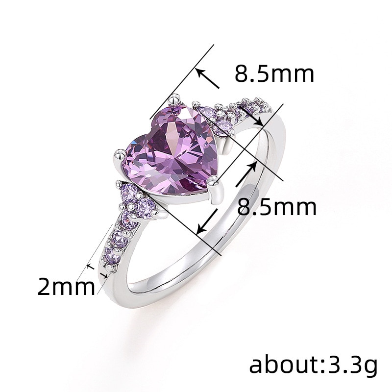 Inel din argint 925, cu zirconiu violet, diametru 18.1mm - eMAG.ro