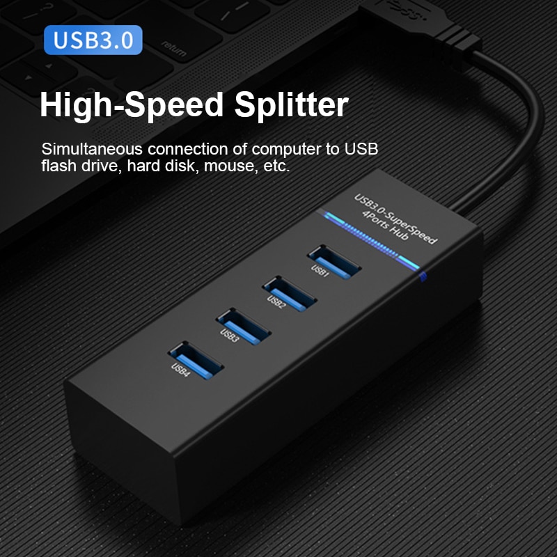 Hub USB 4 Porturi, JESWO®, USB 3.0, Compatibilitate Extinsa, Cablu USB ...