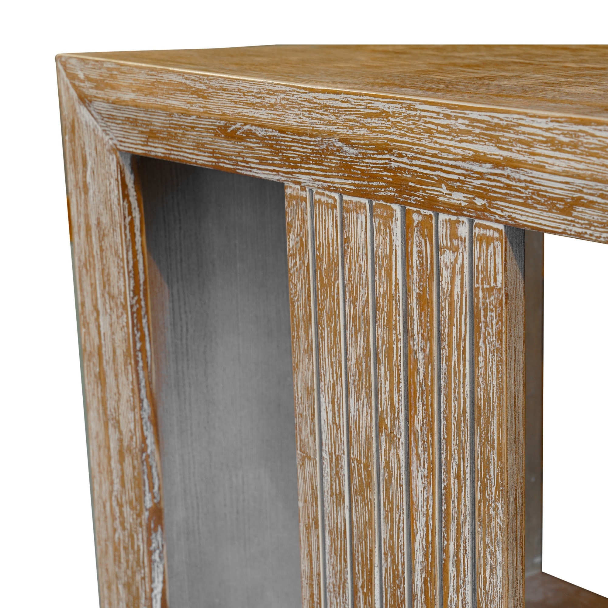 Set mobilier de baie din lemn masiv cu riflaj frontal, format din 2 ...