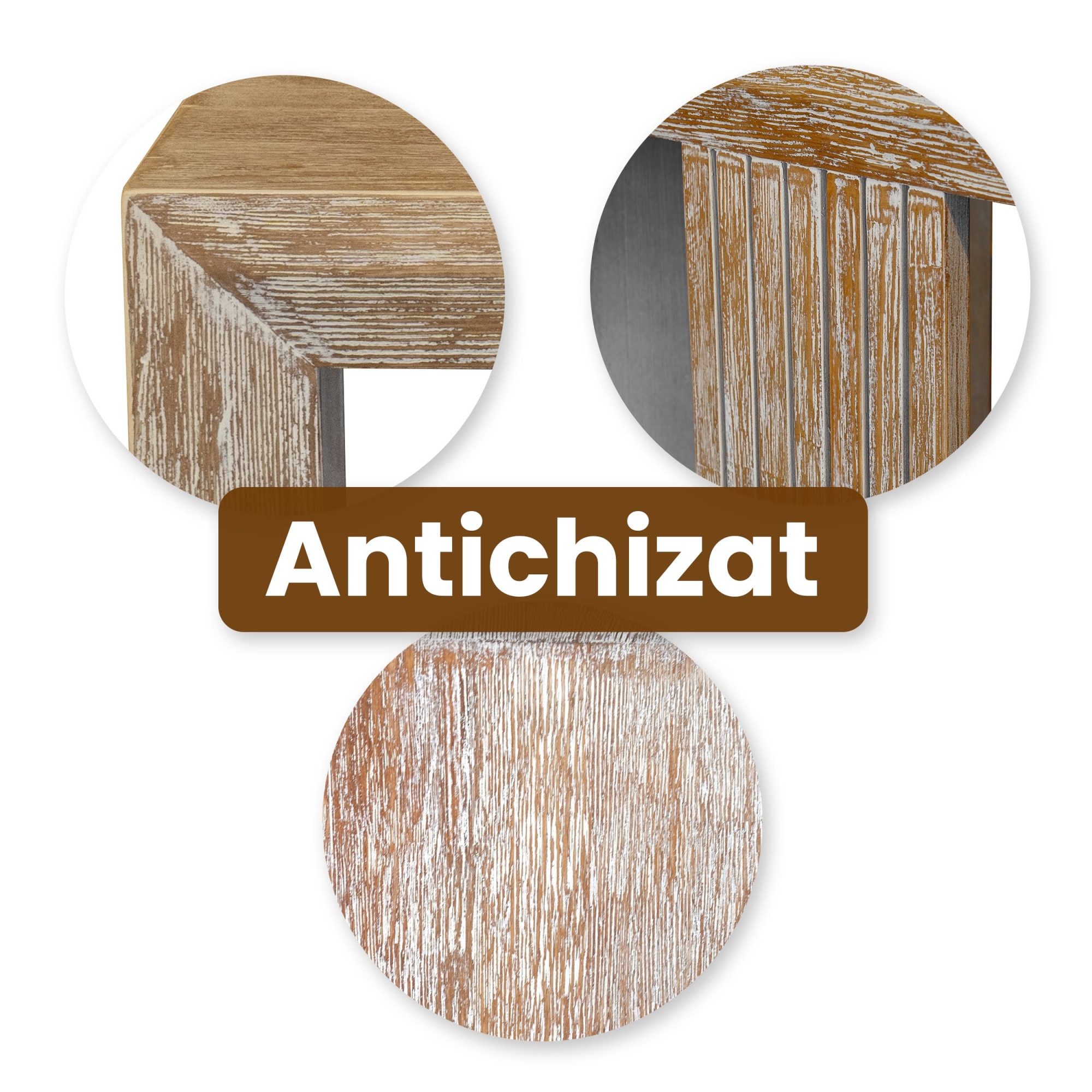 Set mobilier de baie din lemn masiv cu riflaj frontal, format din 2 ...