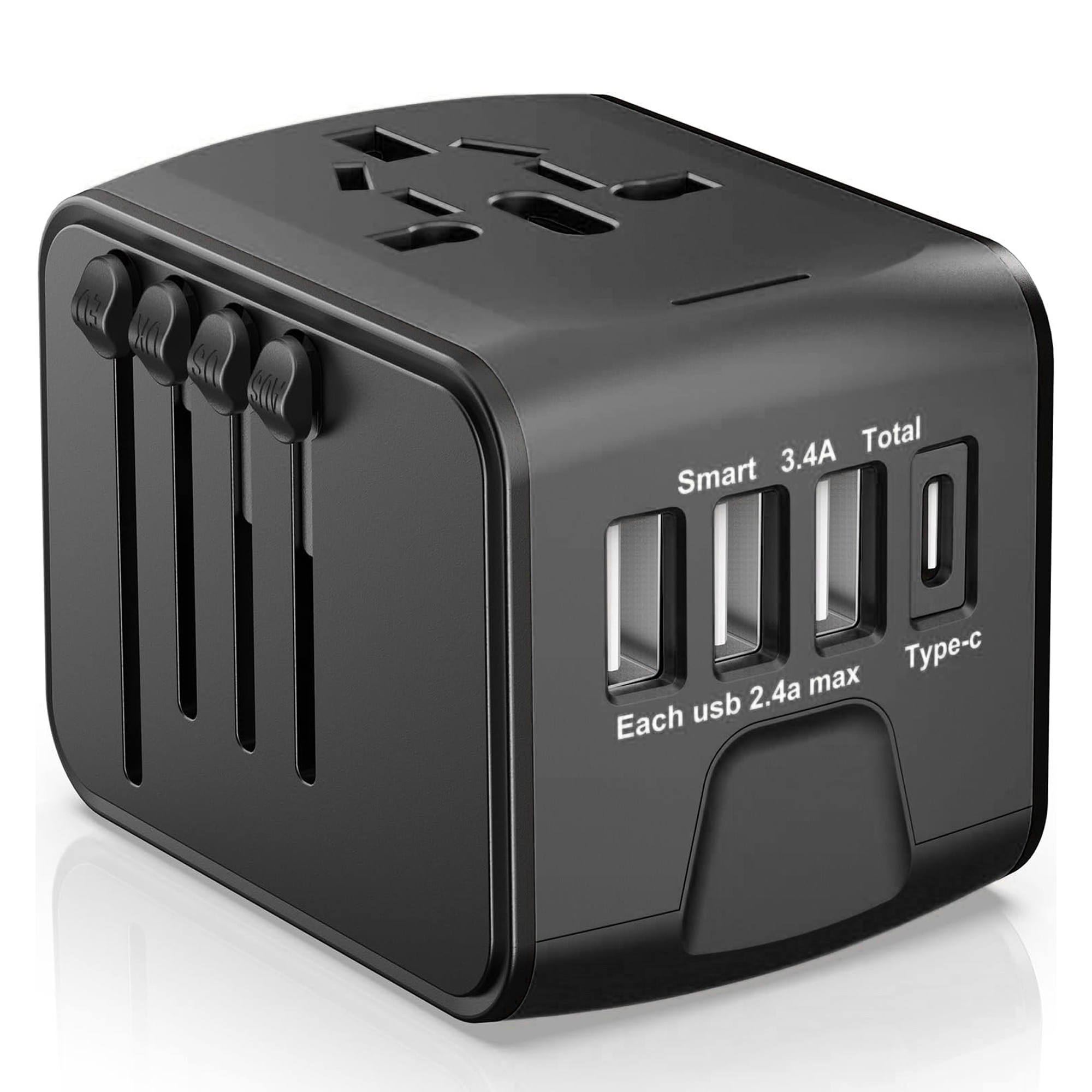 Timebox 3 x USB 1 x Type-C Universal Travel Plug Адаптер за зарядно ...