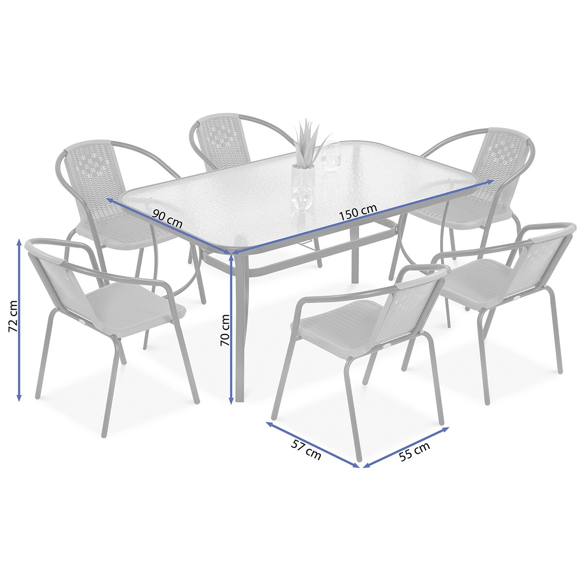 Set De Mobilier De Gradina, Simple, 6 Scaune, 1 Masa, Cappucino, Metal ...