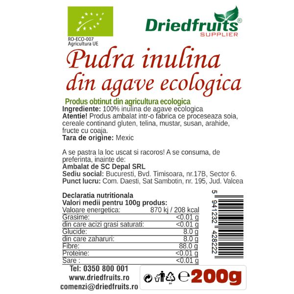 Pudra inulina din agave BIO - 200 g - eMAG.ro