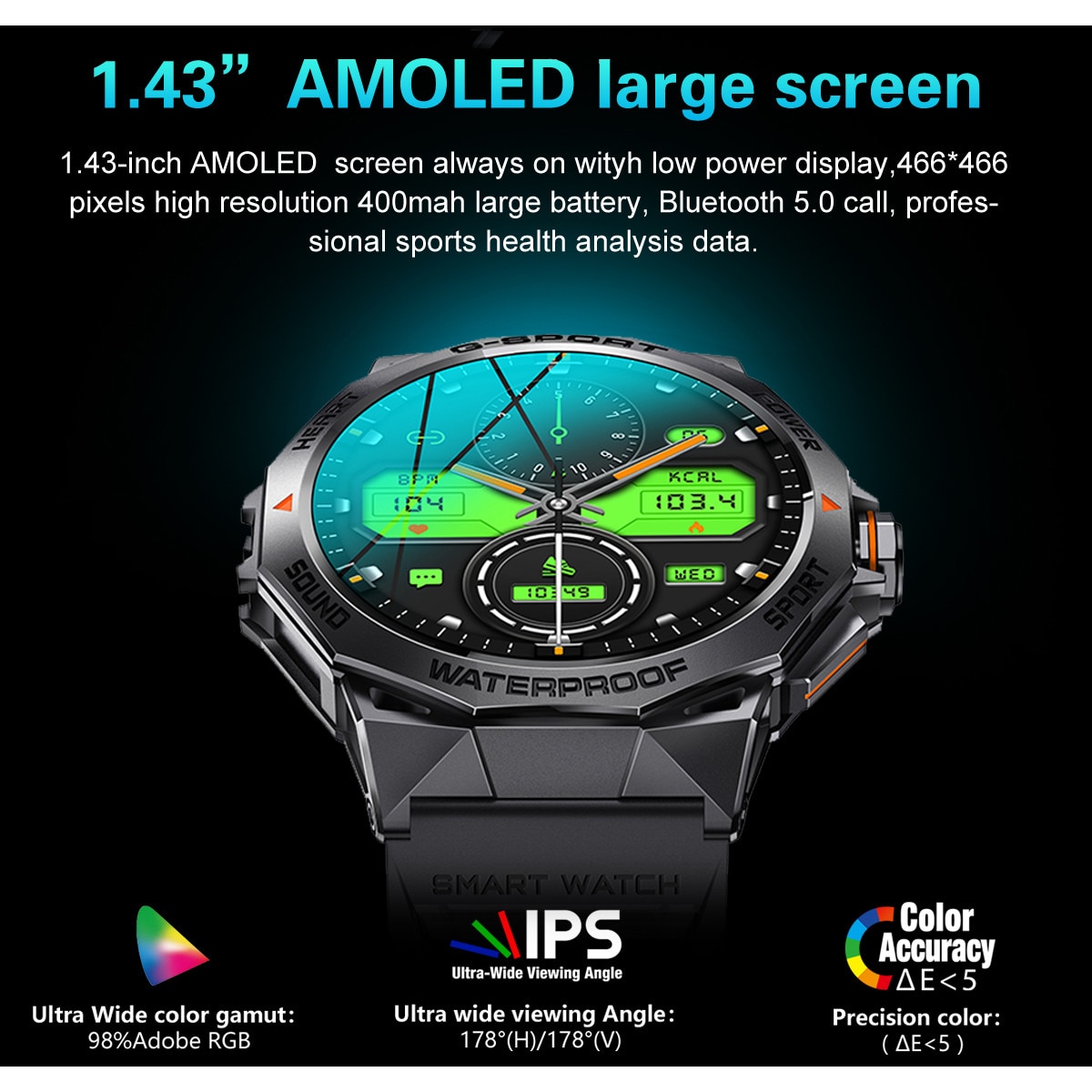 Ceas smartwatch, BK62 by BClever®, inteligent, unisex, ecran Amoled 1. ...