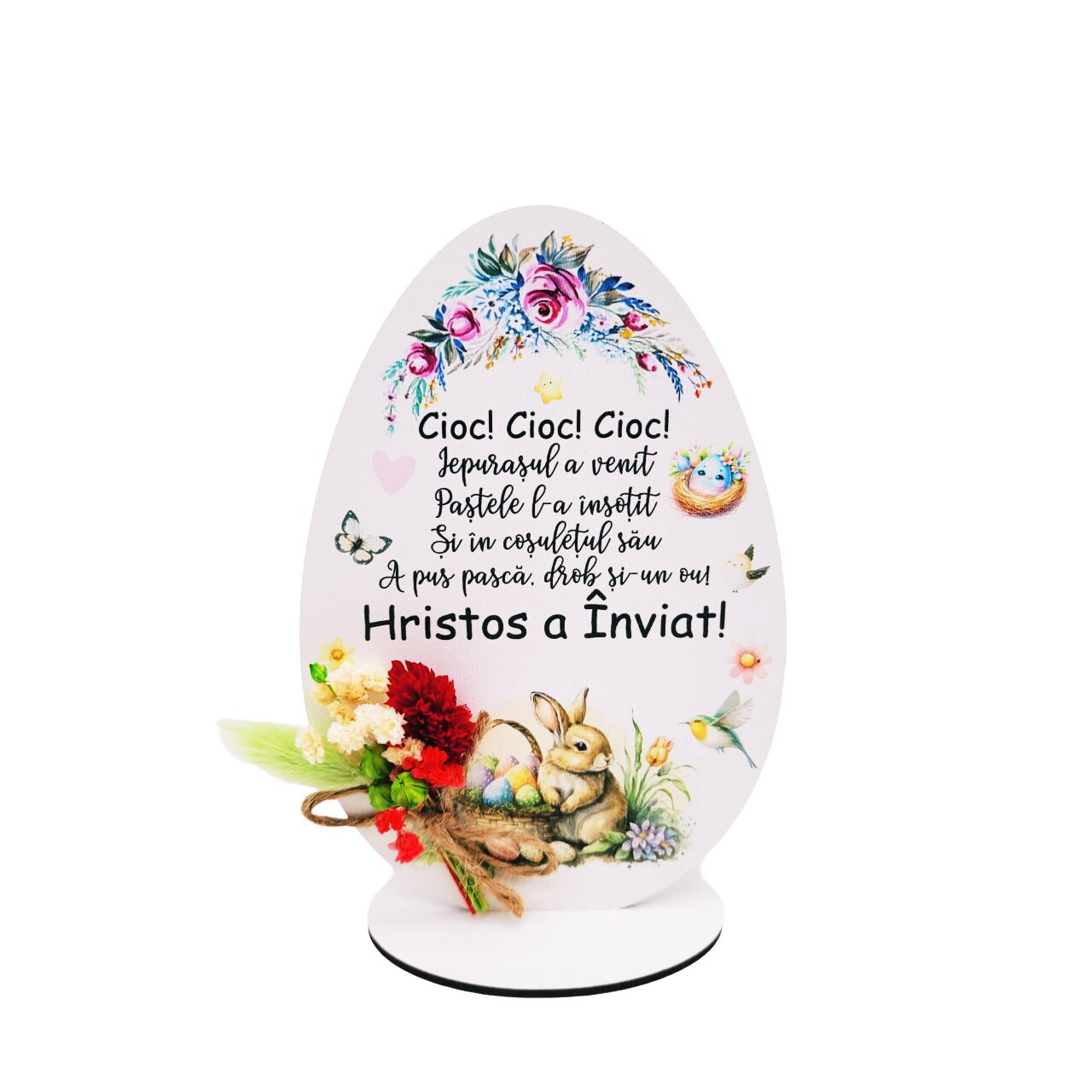 Decoratiune Cadou de Pasti - Ou din lemn personalizat cu mesaj pentru ...