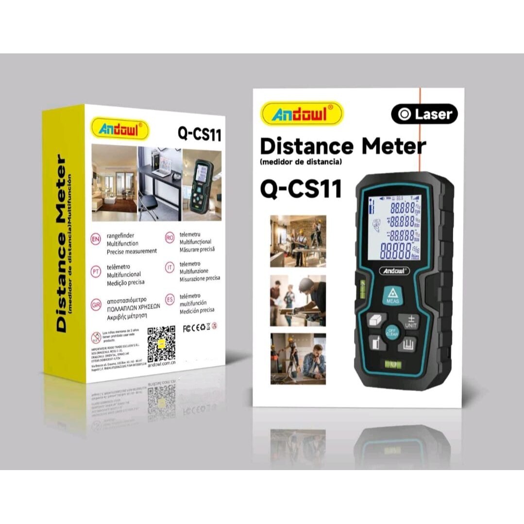 Telemetru cu Laser Profesional, cu Boloboc, Ecran LCD, 4 Unitati de ...