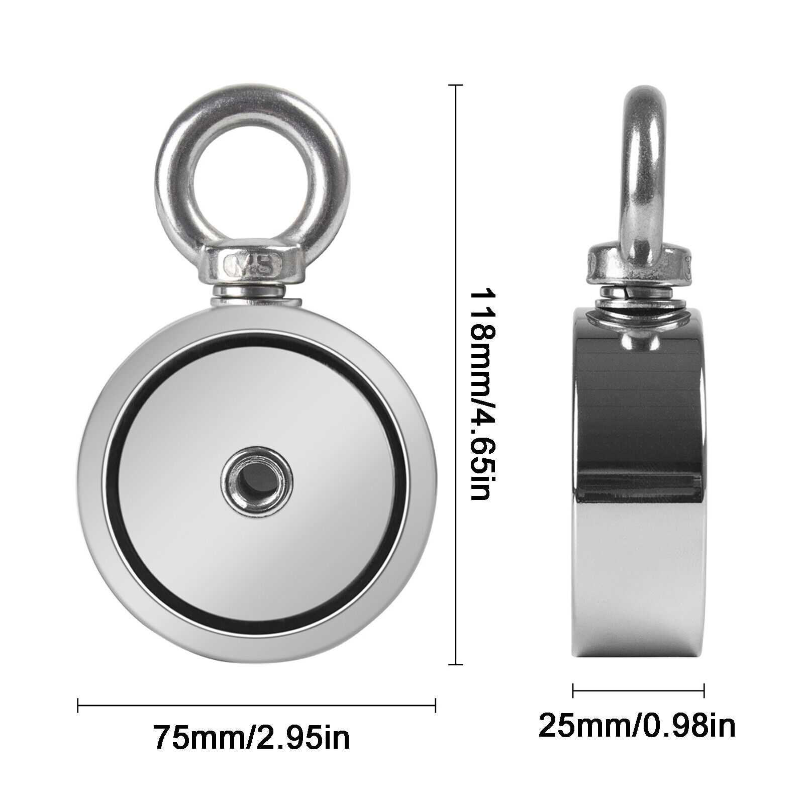 Magnet cu neodim, 140 kg cu carabina, 20 m, Argintiu/Rosu - eMAG.ro