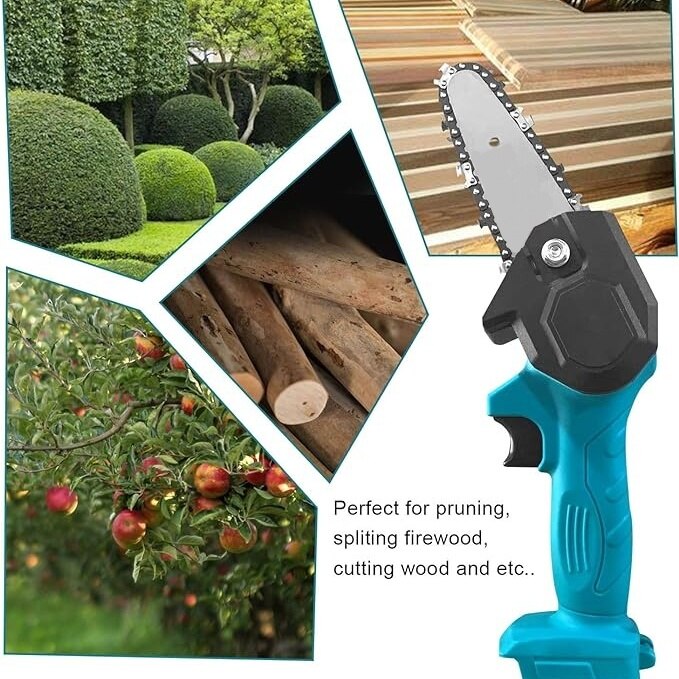 Mini ferastrau cu lant, MOSMAOO®, 4", 2 baterii, 21V/1200mAh, Pentru ...