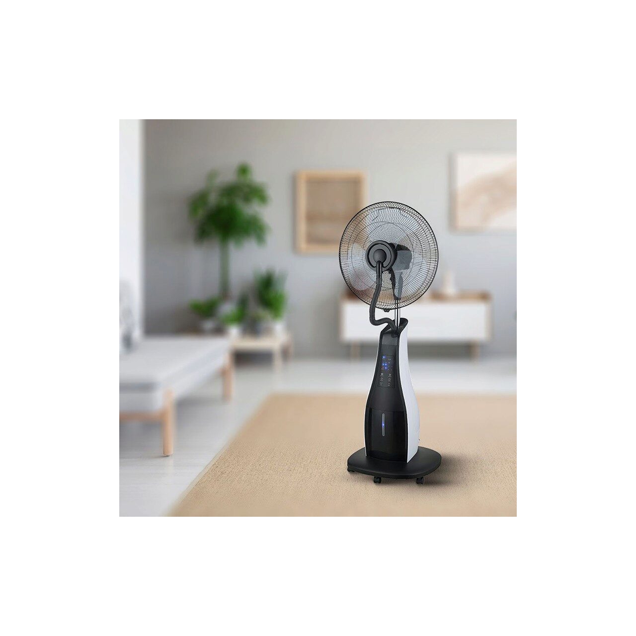 Ventilator turn cu pulverizare, 3 viteze, 80 W, Timer, Rezervor apa 3.2 ...