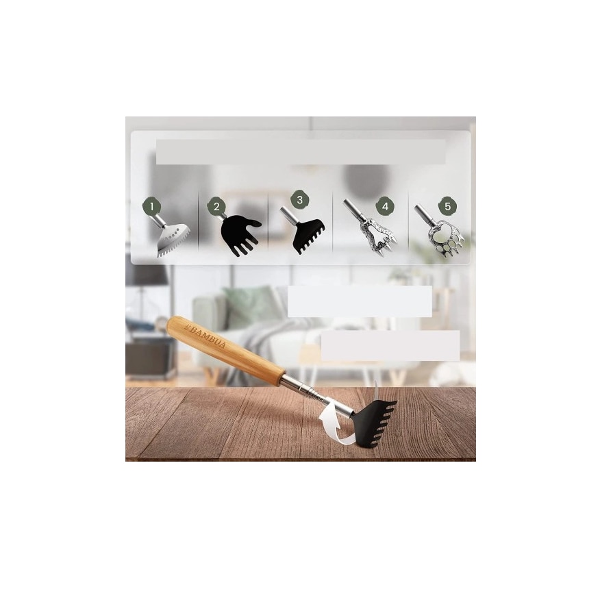 Set 6 piese scarpinator telescopic Bambua, maxim 65 cm, 5 atasamente ...