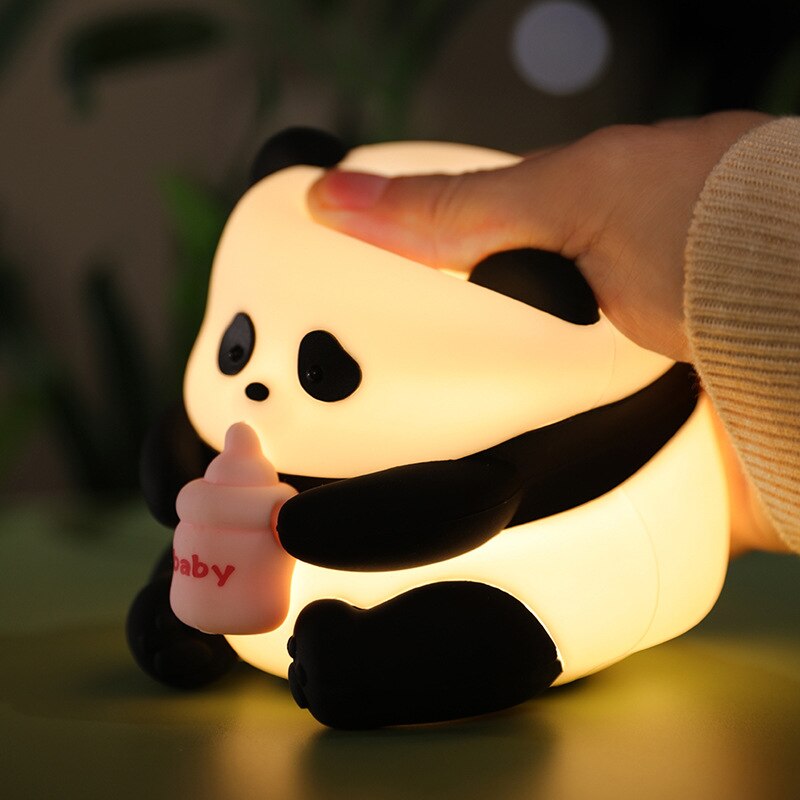 Lampa de veghe pentru copii model panda, Silicon, LED, 7 culori - eMAG.ro