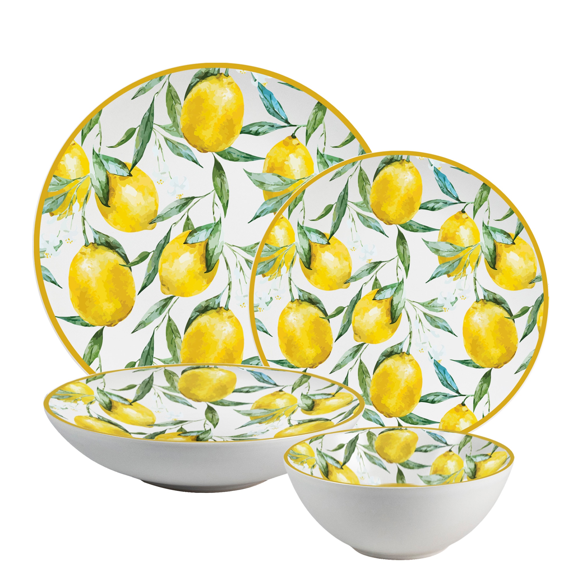 Set de farfurii, Luxury Lemon, 16 piese, 4 persoane, Italian Design ...