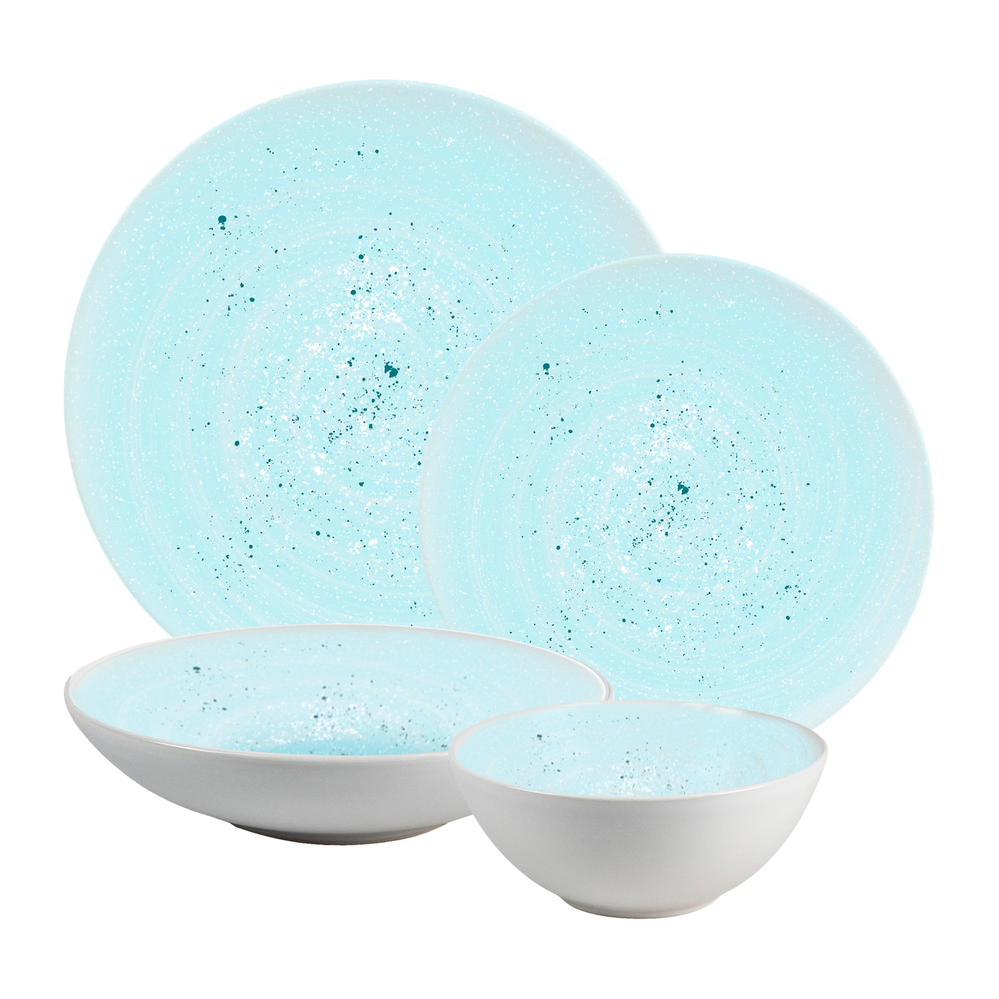 Set farfurii, Azure Spirale, 16 piese, 4 persoane, Cesiro, Alb cu ...