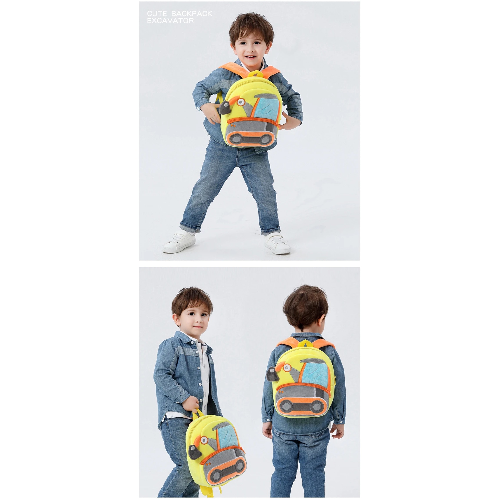 Ghiozdan din plus KERNOWSUN, model Escavator-Forator, prescolari ...