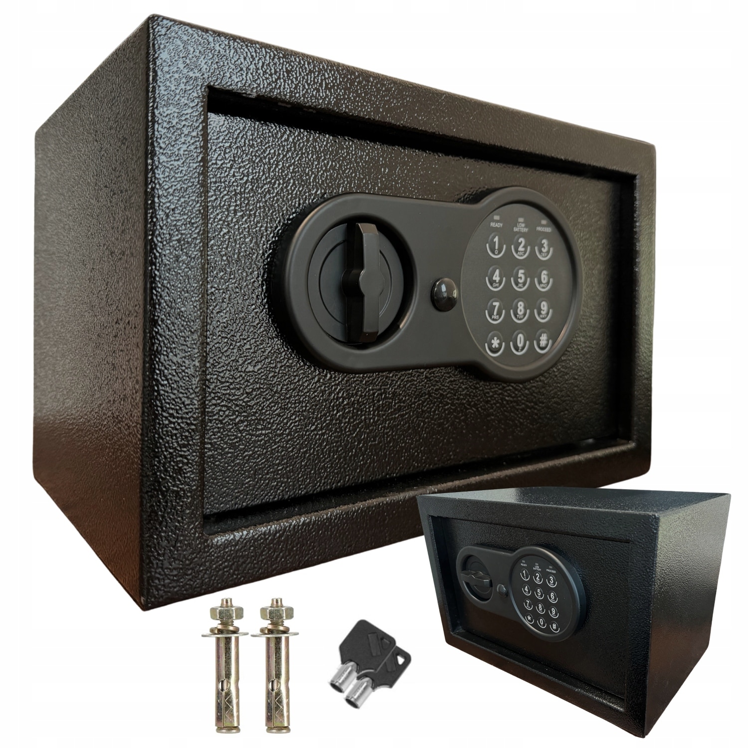 Seif electronic, Total Shopping, Cu cifru si chei, 5.5 kg, Negru - eMAG.ro