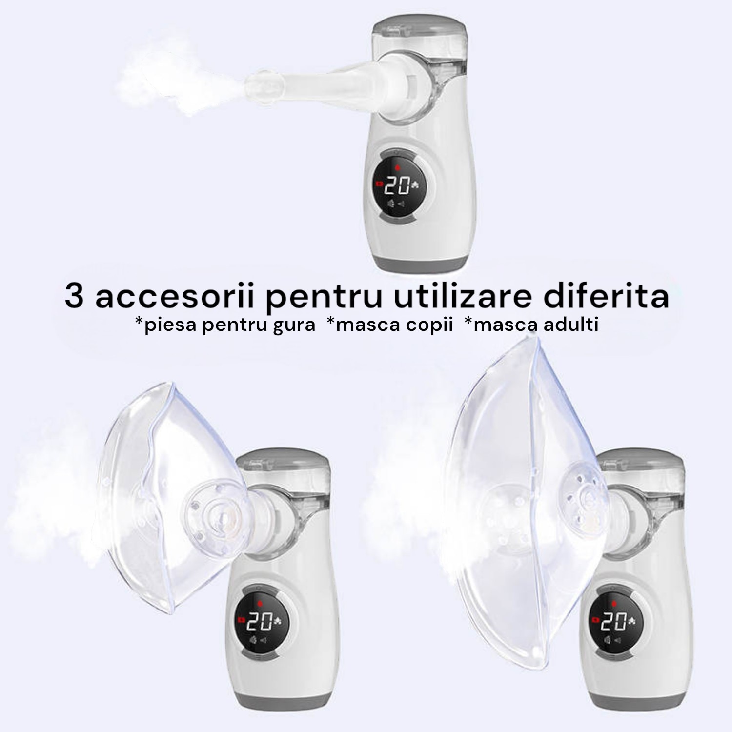 Aparat Aerosoli Profesional EmmaShop®, 1x Termometru digital inclus, nebulizator portabil cu ...