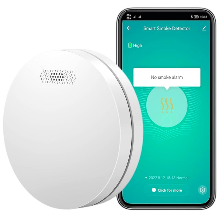 Смарт детектор за дим Wifi Smart Life Tuya App звуково и светлинно