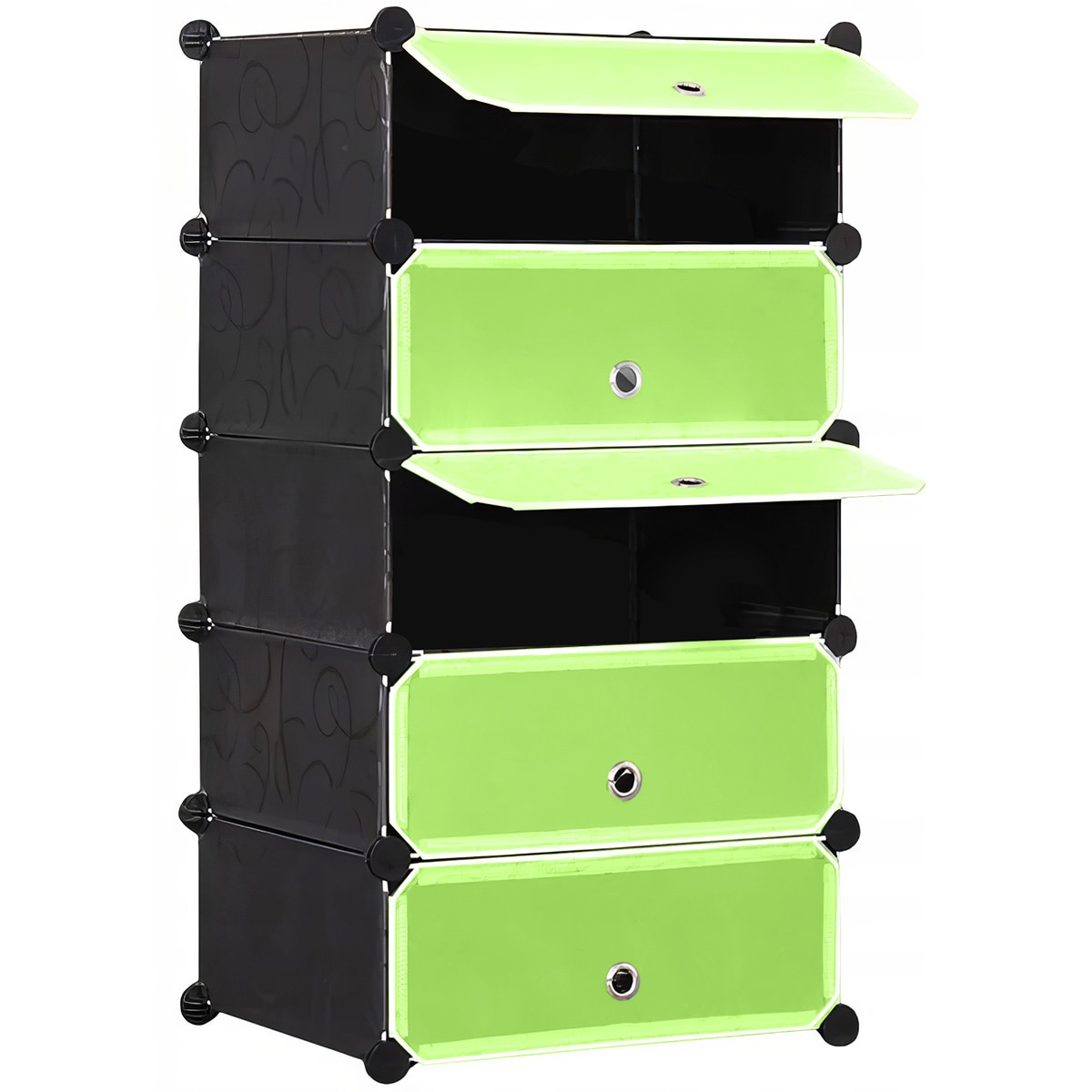 Pantofar modular din plastic cu schelet metalic, PL5, Verde, 45x37x90cm ...