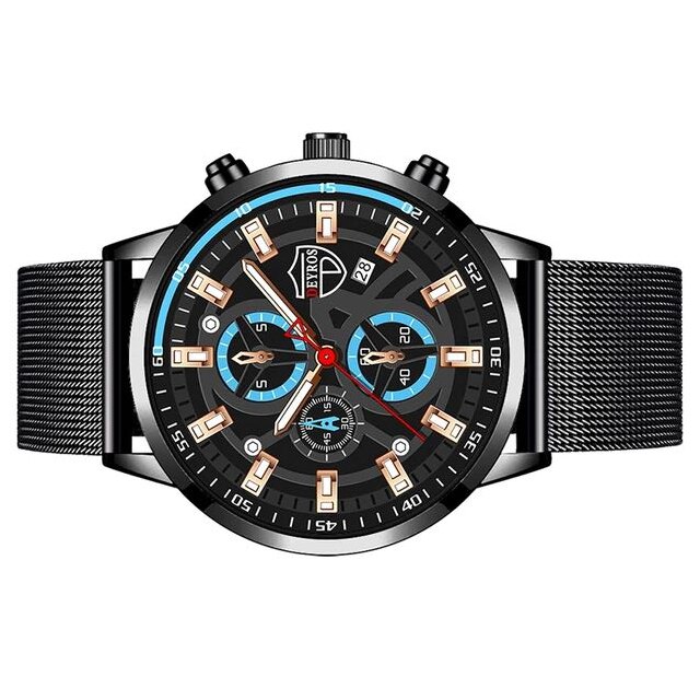 Ceas Deyros, Luxury Mesh, Curea subtire, Barbati, Cronograf, Calendar ...
