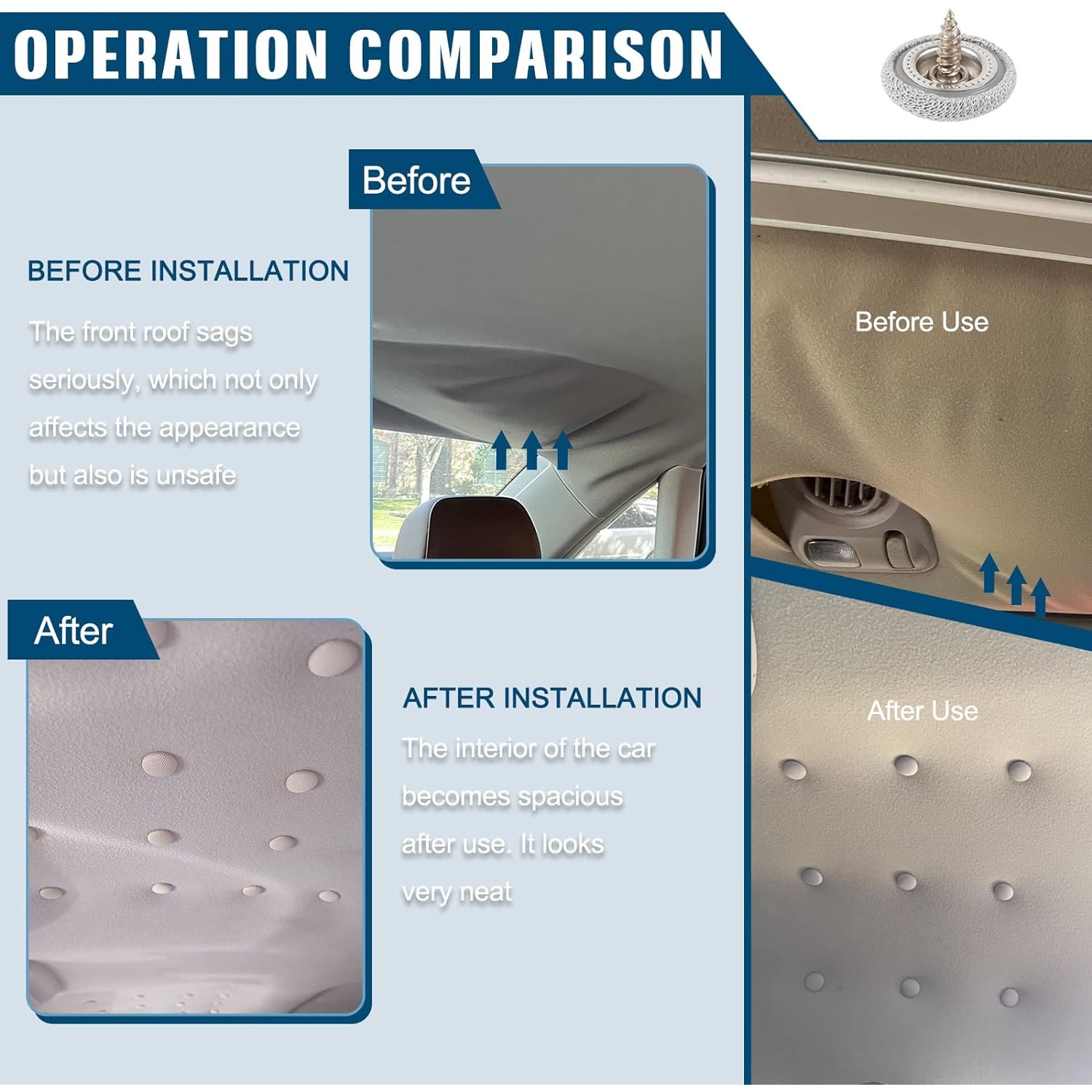 Kit 65 capse, pentru reparatia plafonului auto, compatibil Audi, Opel ...