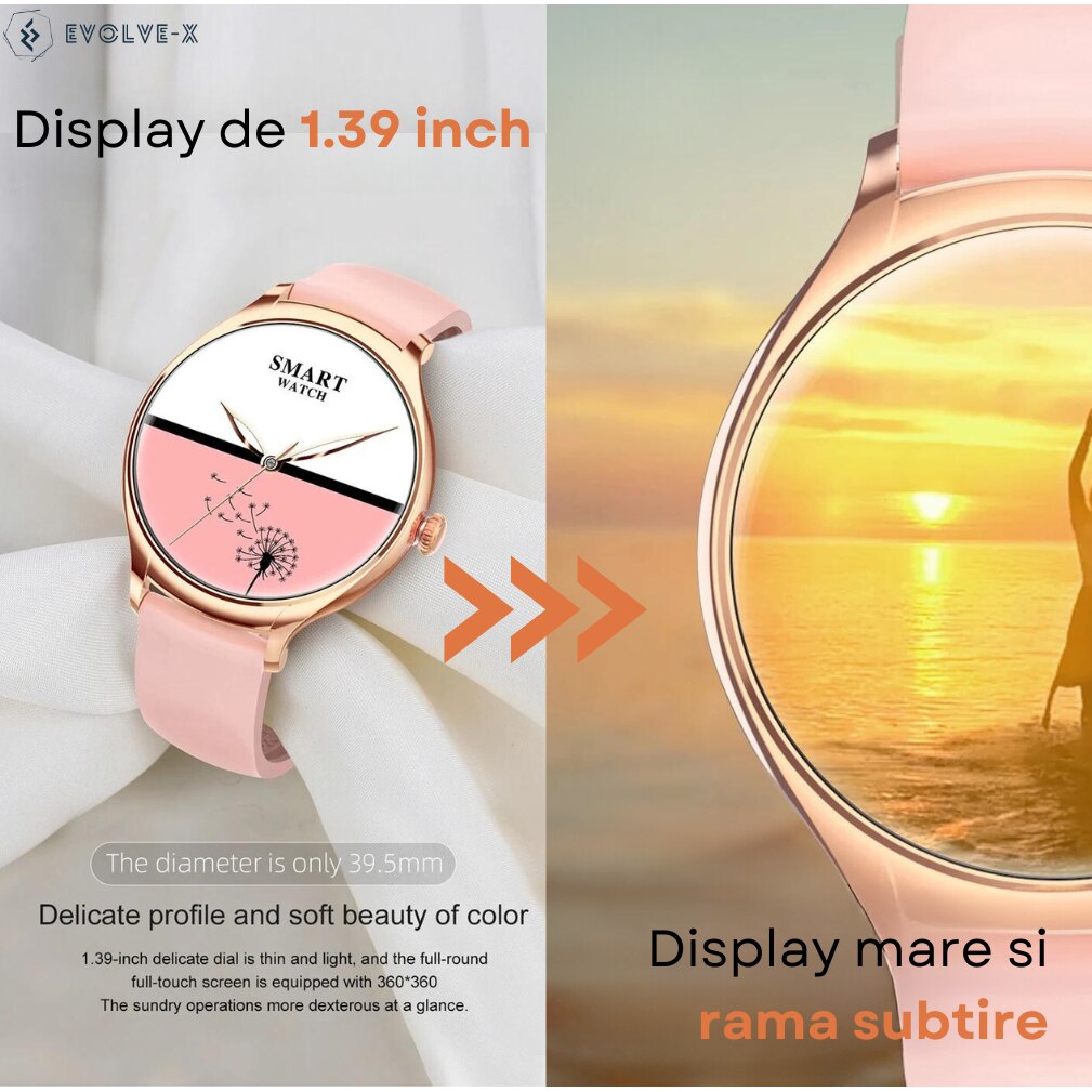 Ceas Smartwatch Evolve-x®, Functii fitness, Monitorizare Ritm Cardiac ...