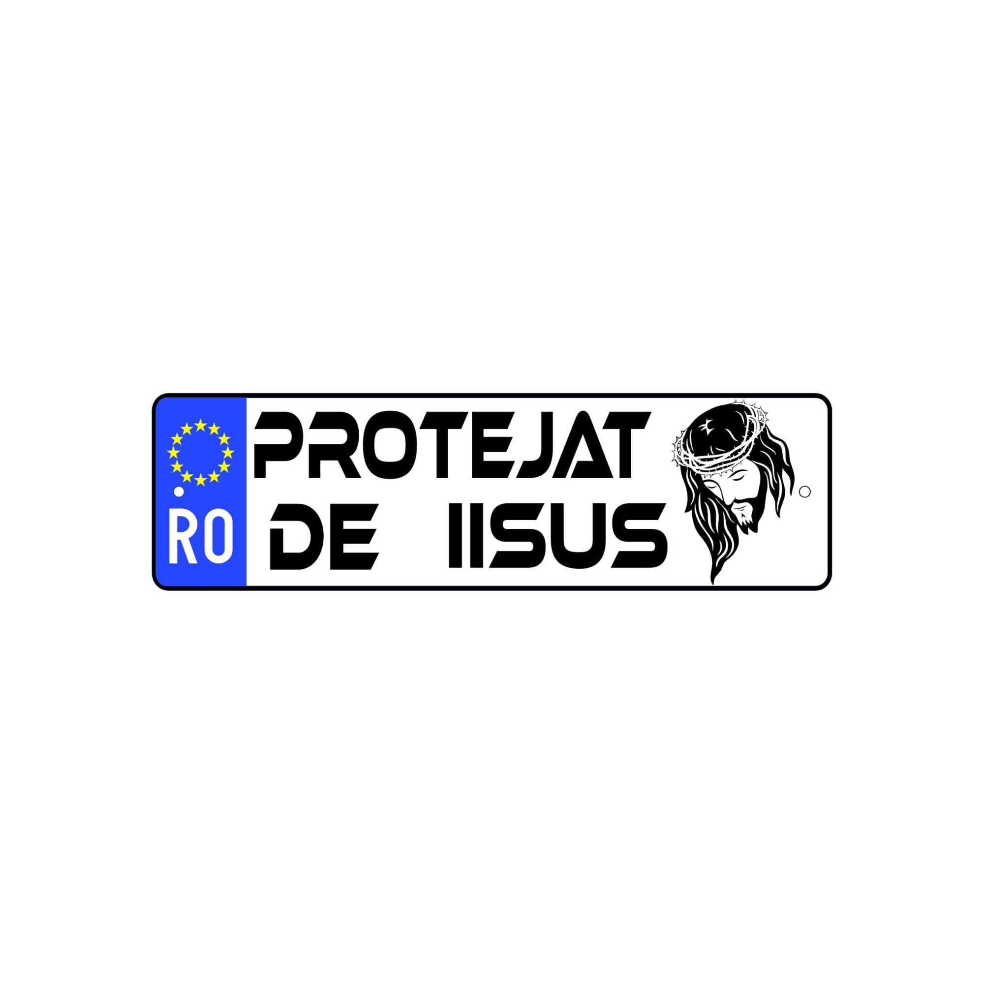 Placuta auto haioasa Protejat de IISUS, PVC, 51x11 cm - eMAG.ro