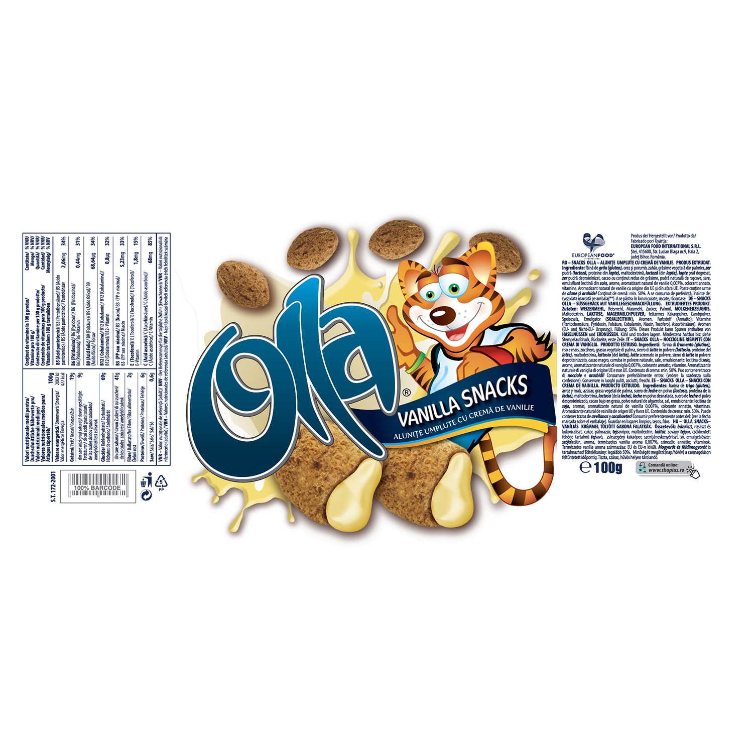 Alunite umplute cu crema de vanilie, 6 x 100g, OLLA Snacks - eMAG.ro