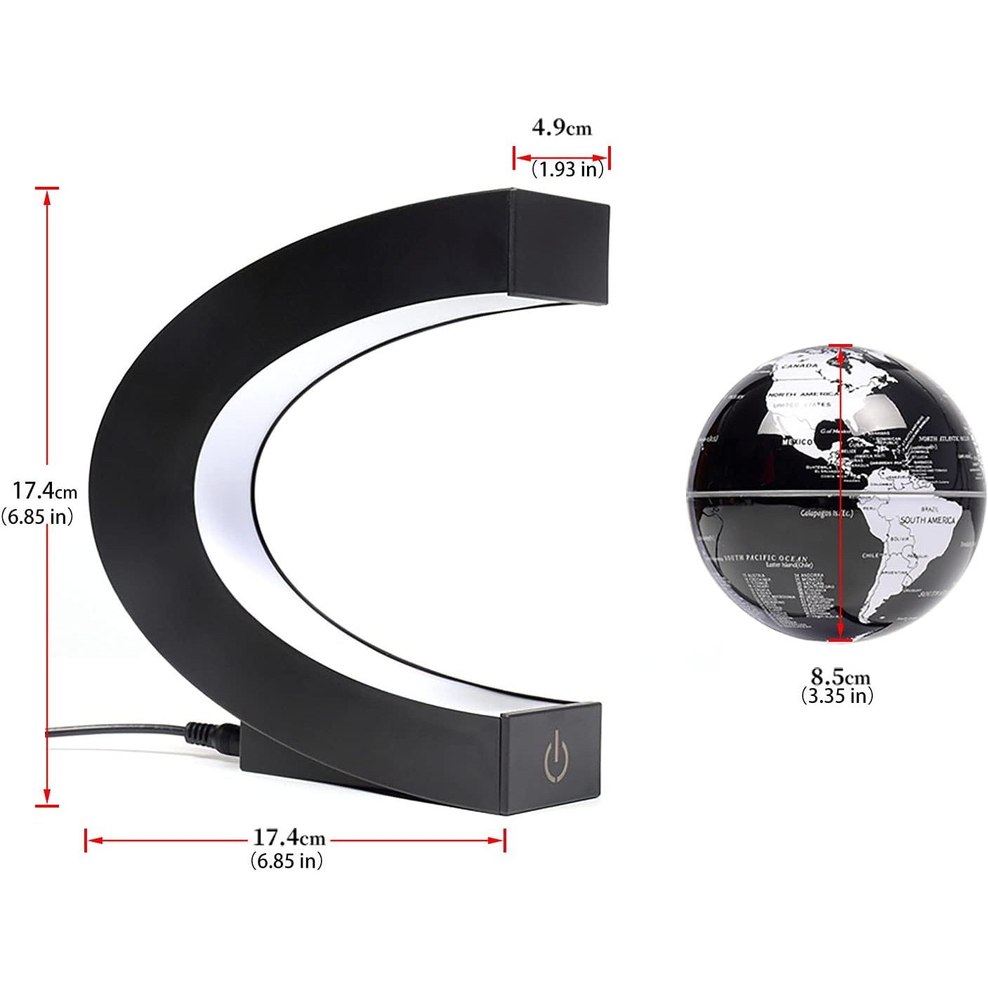 Glob pamantesc magnetic plutitor cu iluminare LED, C-Shape - eMAG.ro