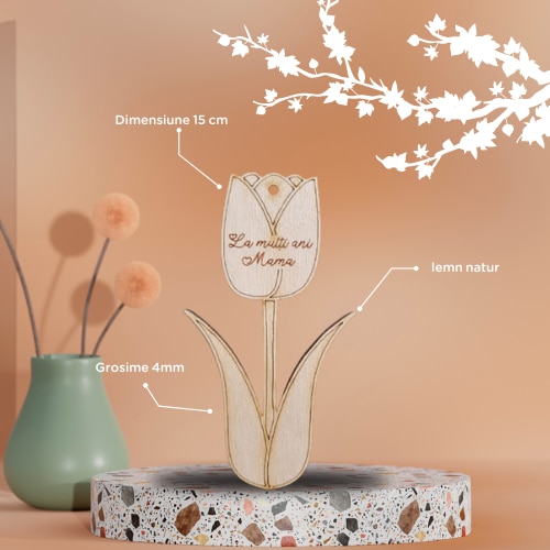 Decoratiune sub forma de lalea, cadou mama, 15 cm, ArtemisGift - eMAG.ro