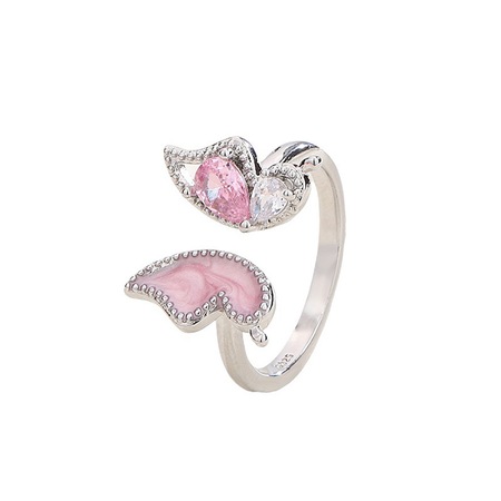 Inel din argint 925, fluture, zirconiu roz, 17mm - eMAG.ro