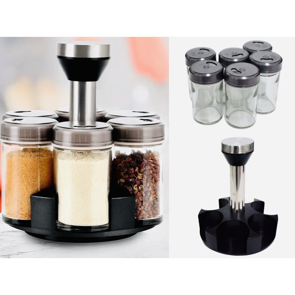 Set 6 Recipiente Din Sticla Pentru Condimente W A V E®, Cu Suport ...