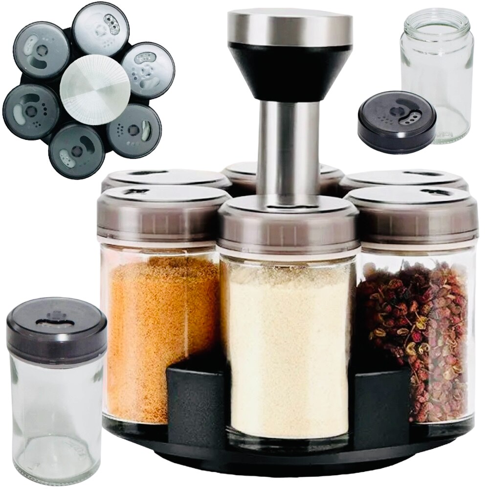 Set 6 Recipiente Din Sticla Pentru Condimente W A V E®, Cu Suport ...