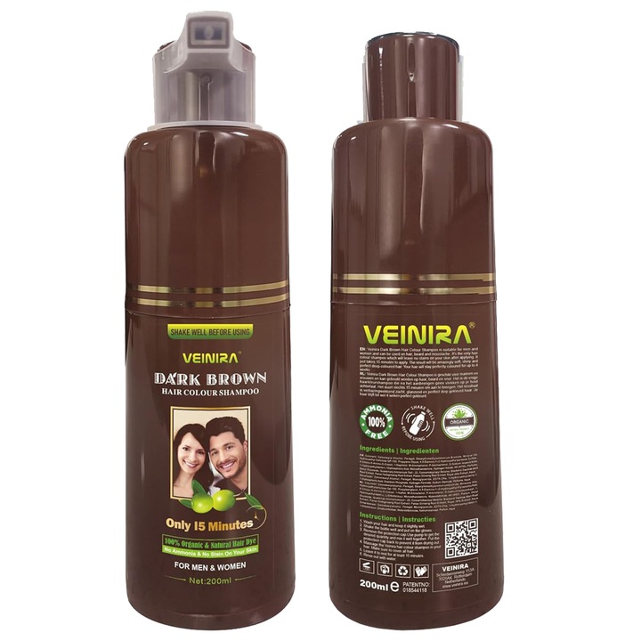 Sampon colorant, fara amoniac, Veinira, saten inchis, instant, 200 ml ...