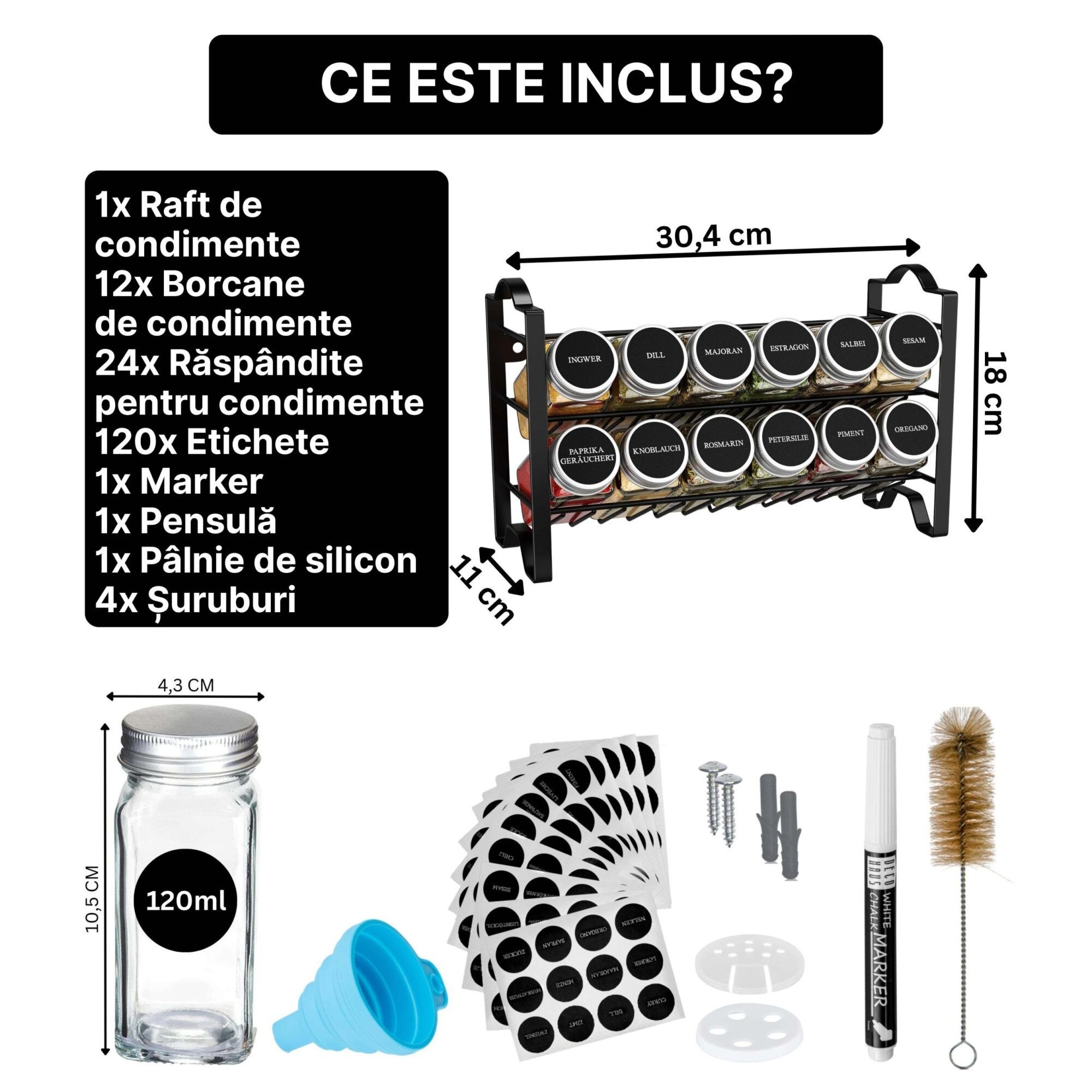 Set raft metalic pentru condimente Deco Haus - organizator de bucatarie ...