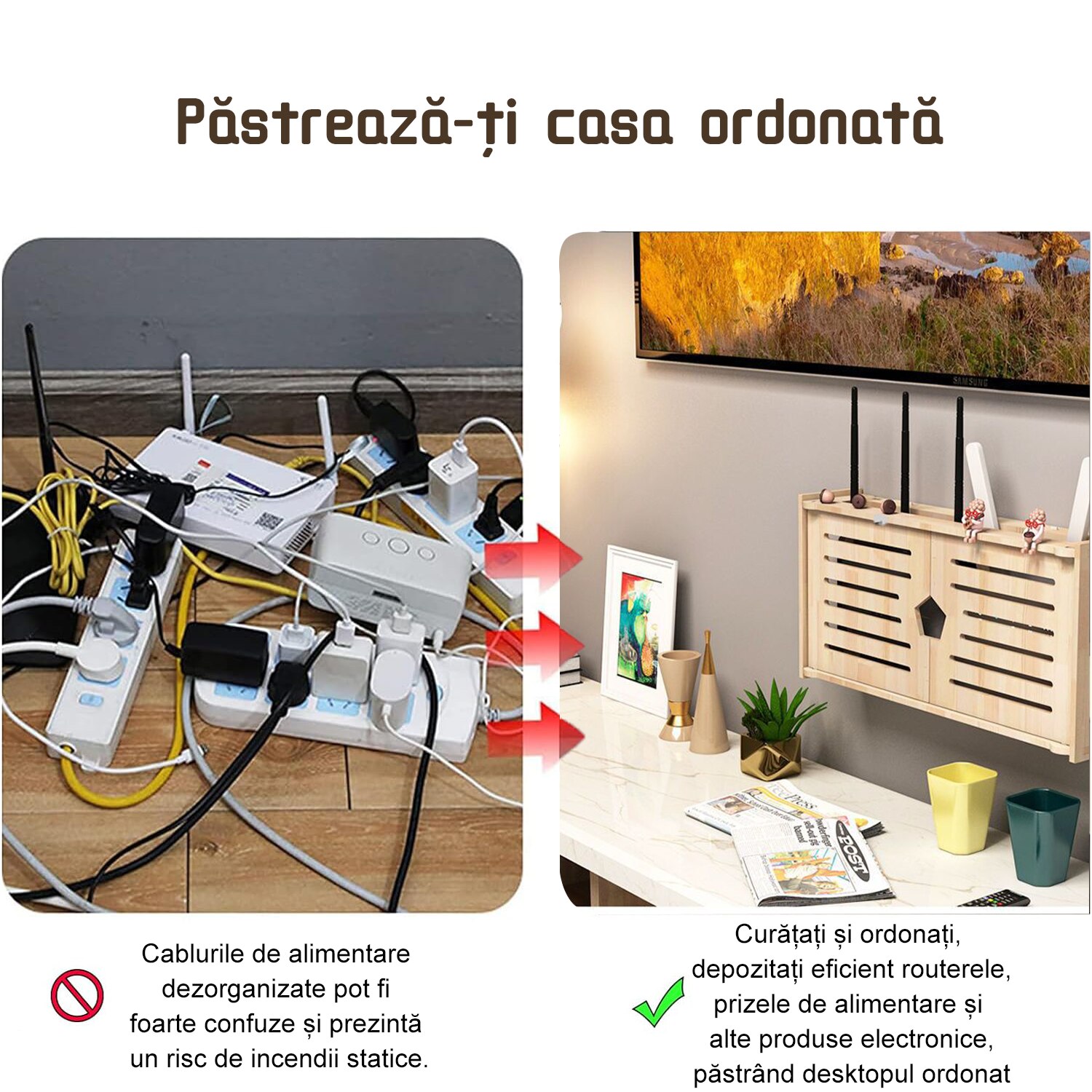 Raft Suport Router Wireless, BYONDSELF®, pentru Mascare Fire si ...