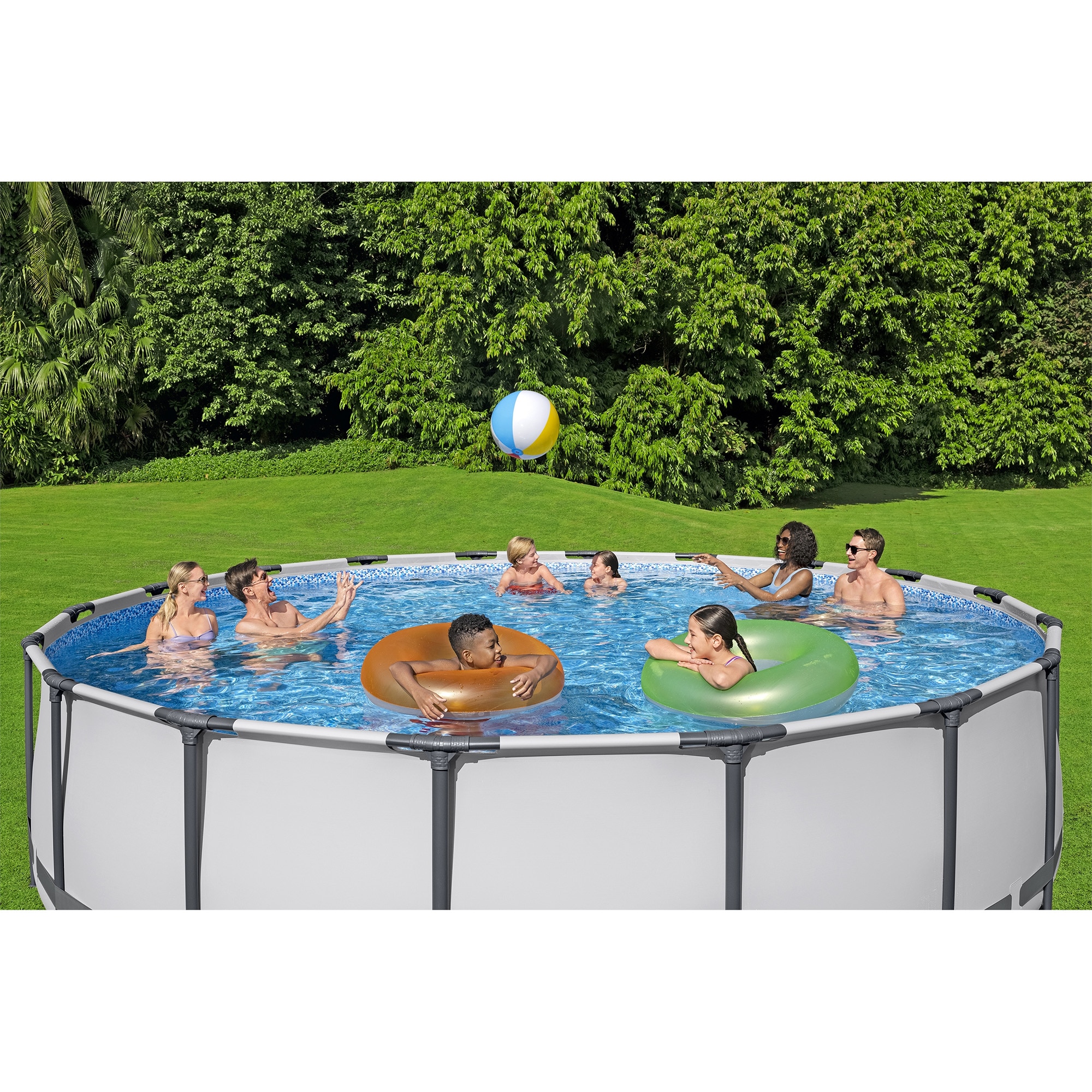 Piscina rotunda cu pompa cu filtru, prelata protectie si scara acces ...