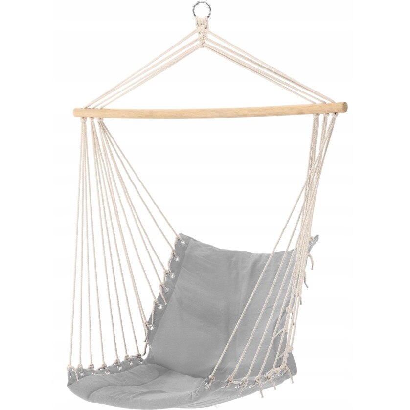 Hamac suspendat tip scaun brazilian, 60x120x130cm, 150kg, gri - eMAG.ro