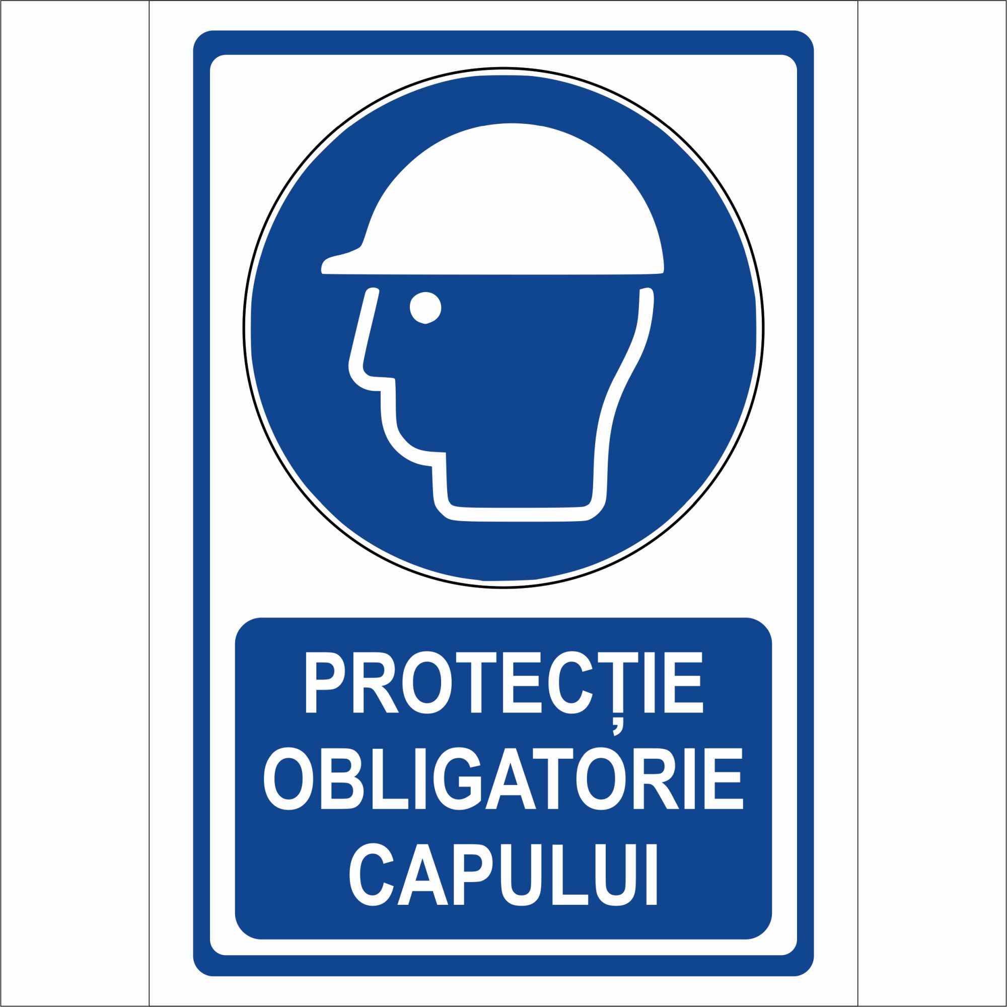 Indicator de obligativitate Protectie obligatorie a capului, autocolant ...