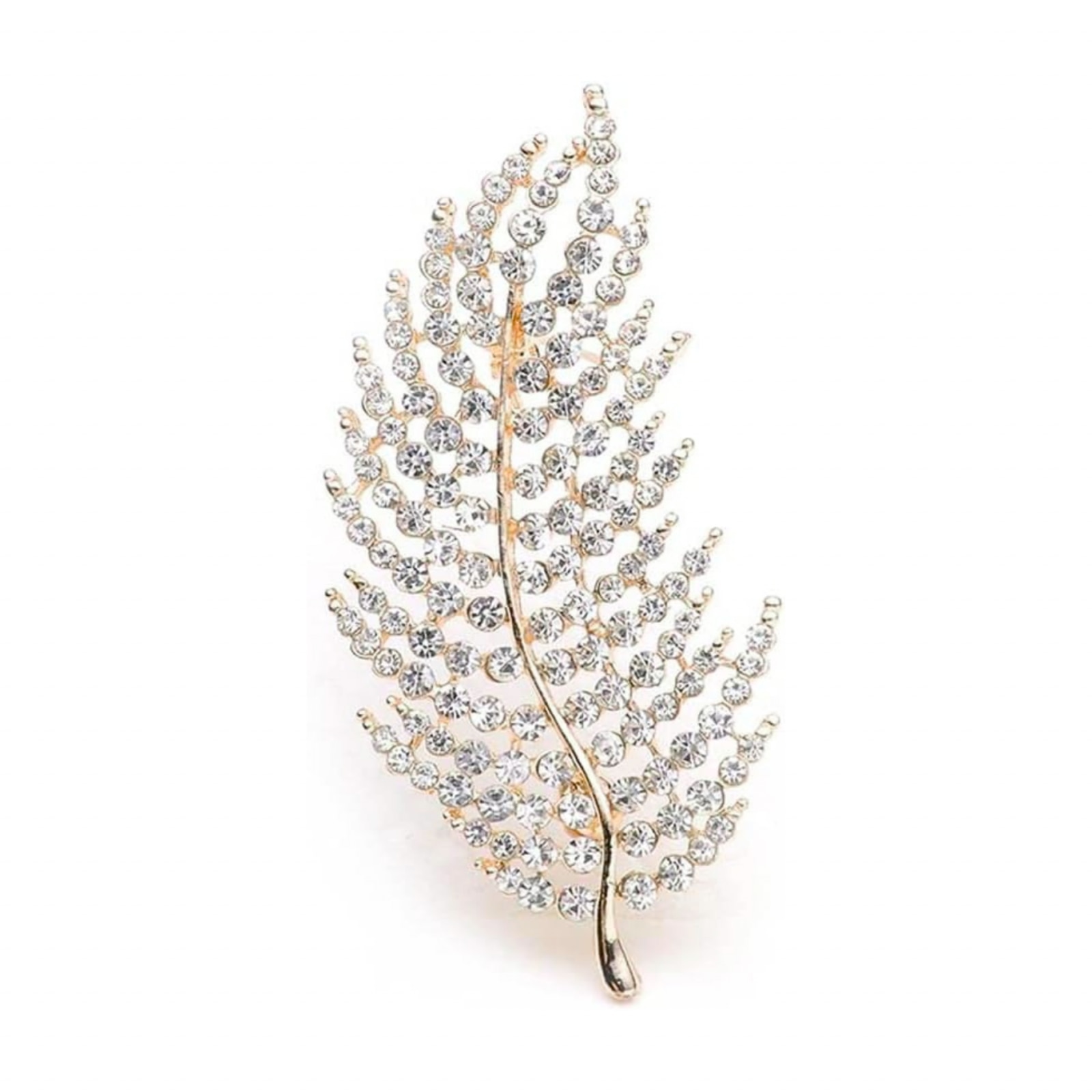 Brosa aurie, in forma de frunza, decorata cu pietre, Janessa - eMAG.ro