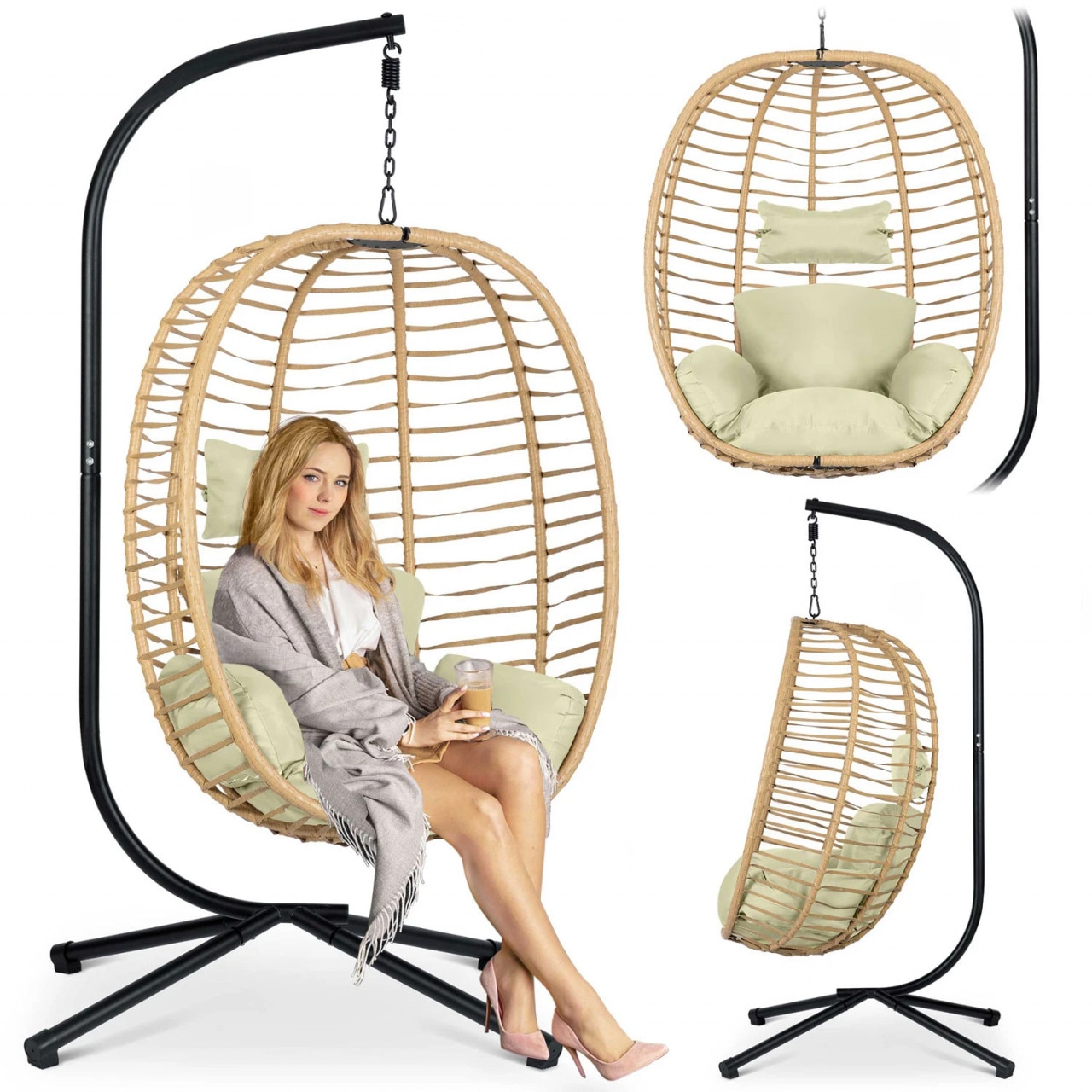 Fotoliu tip balansoar suspendat + perne, Sofotel, Toskana, 135 kg ...