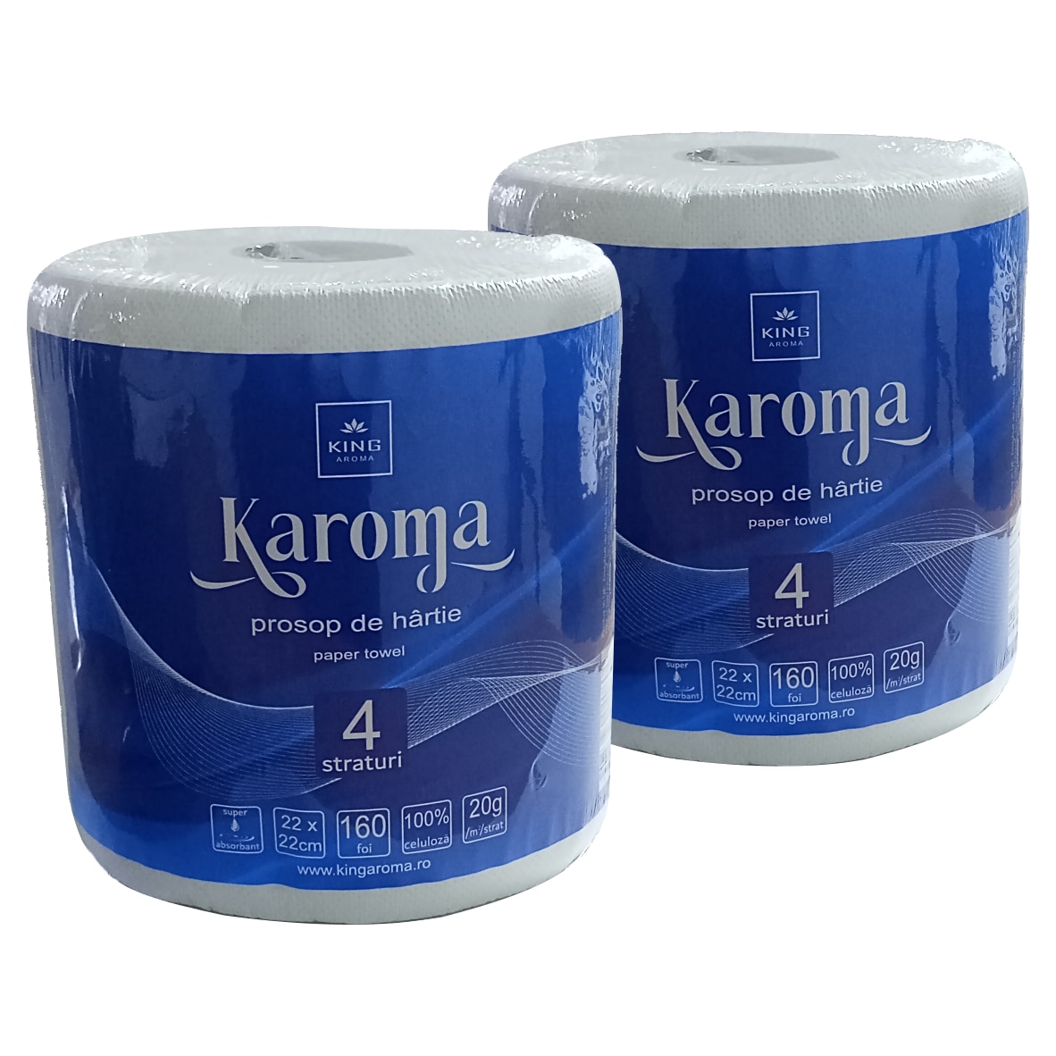 Pachet Prosoape hartie, Karoma, 4 straturi, 2 role, 320 foi - eMAG.ro