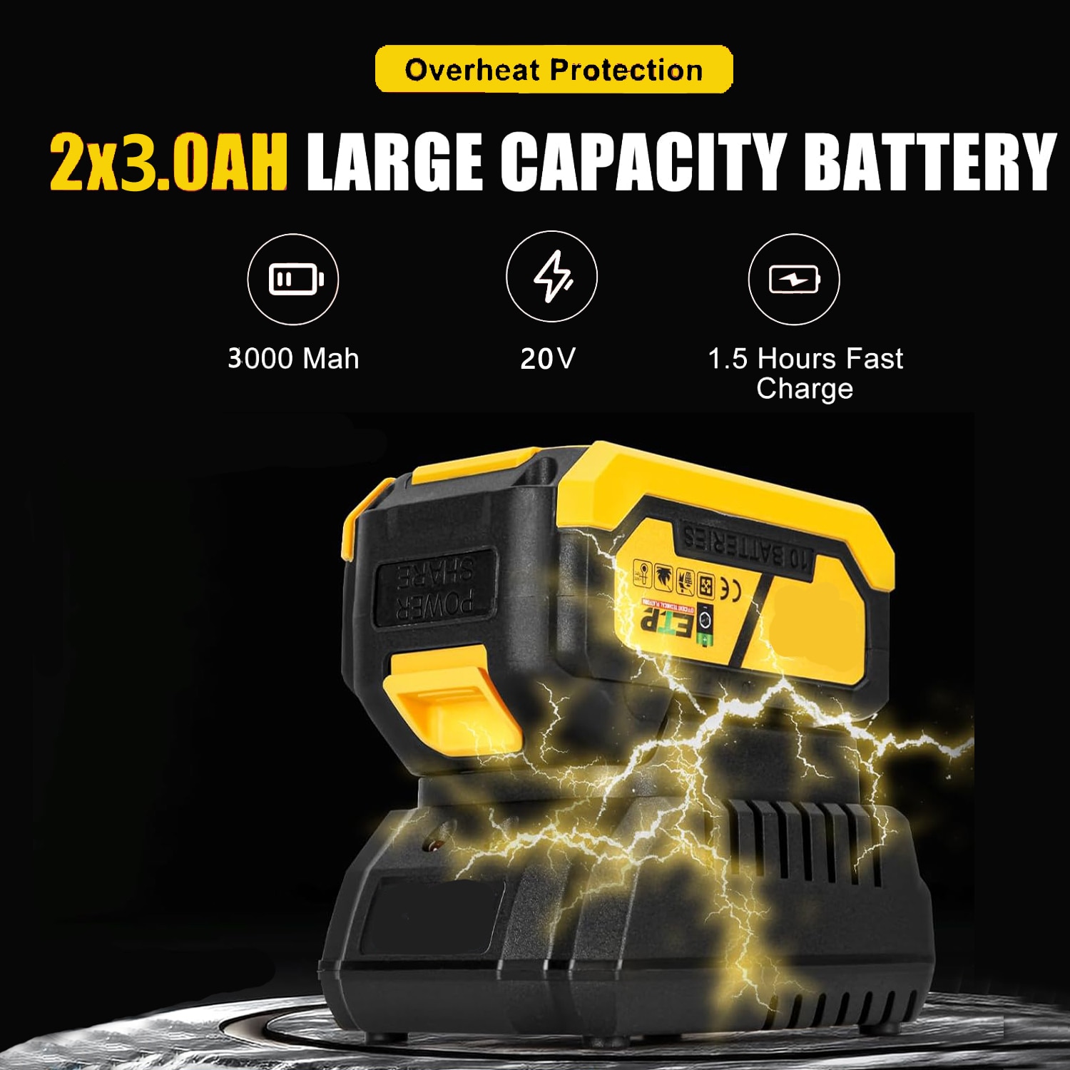 Masina de insurubat cu impact, Folixs®, Motor fara perii, 20 V, 3 Ah, 320 Nm, 800W, 3300 RPM, 2 ...