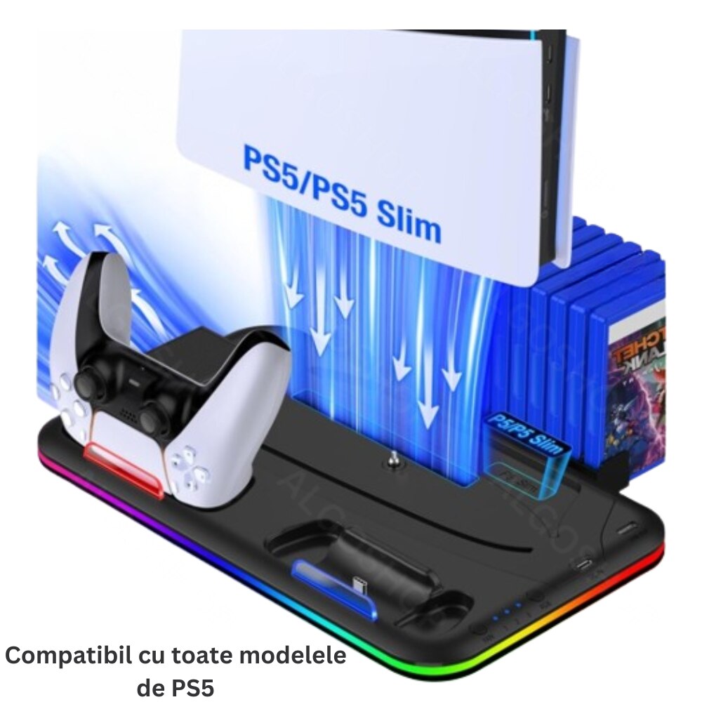 Stand racire vertical pentru PlayStation PS5/PS5 Slim, multifunctional ...