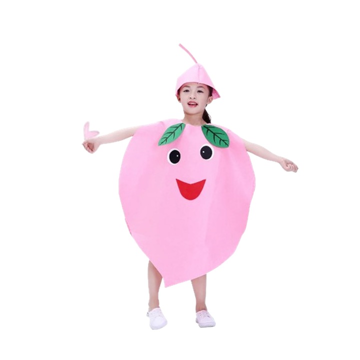 Costum fruct Piersica KidMania®, roz, pentru copii, Universala - eMAG.ro