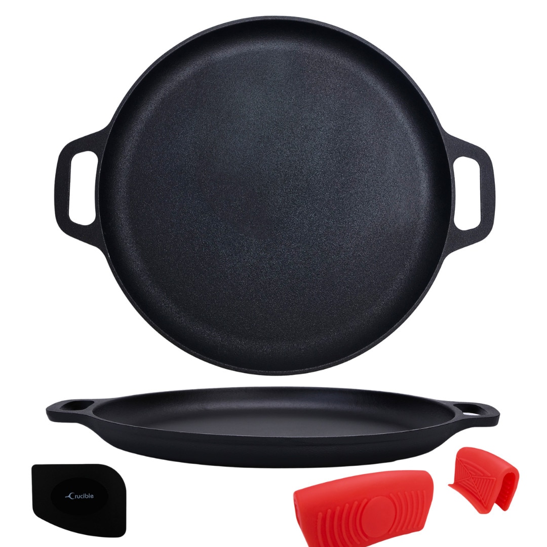 Tava din fonta pentru copt pizza, Crucible Cookware, tip plita pre ...